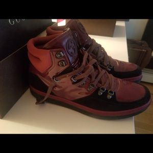 Gucci | Shoes | Gucci Maroon Red Hightop Sneaker Boots | Poshmark